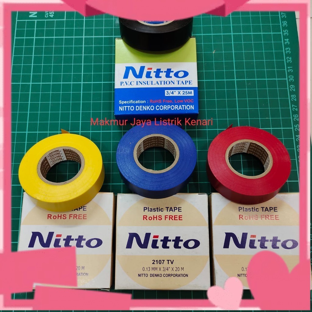 Jual Isolasi Nitto / Isolasi Listrik Nitto Hitam Merah Biru Kuning ...