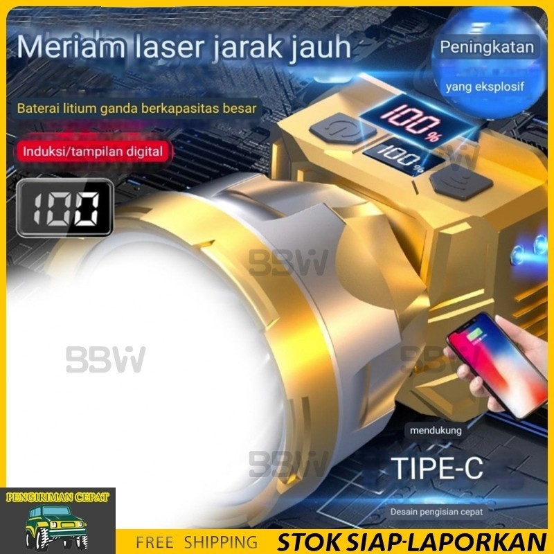 Jual Senter Kepala Super Terang dengan Sensor dan Waterproof Tahan Air dilengkapi Powerbank ...