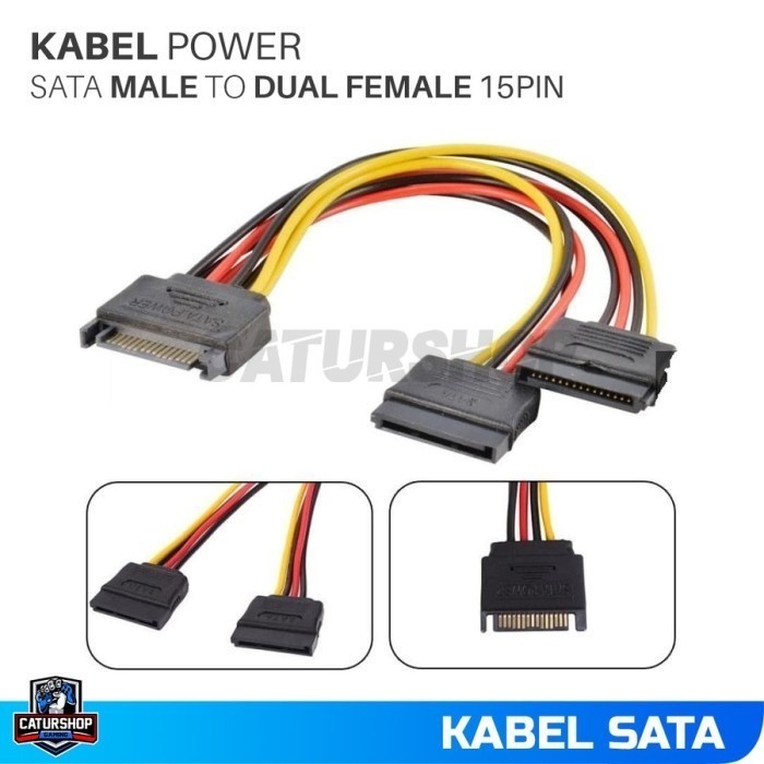 Jual Kabel Power SATA 15 Pin Male to 2 Female HDD SSD Kabel Sata to ...