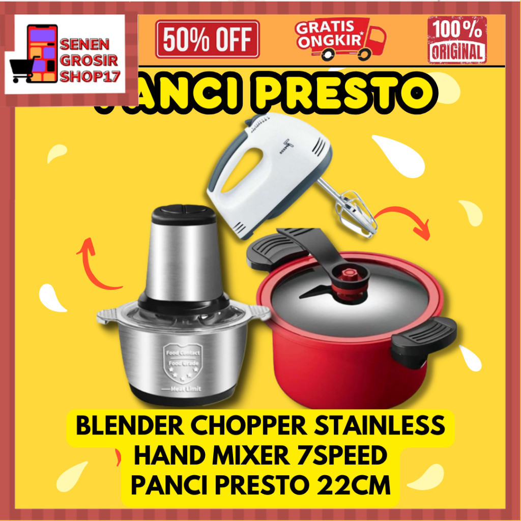 Jual SENEN COD COMBO PRESTO 3IN1 (PRESTO, MIXER, CHOPPER) | Shopee ...
