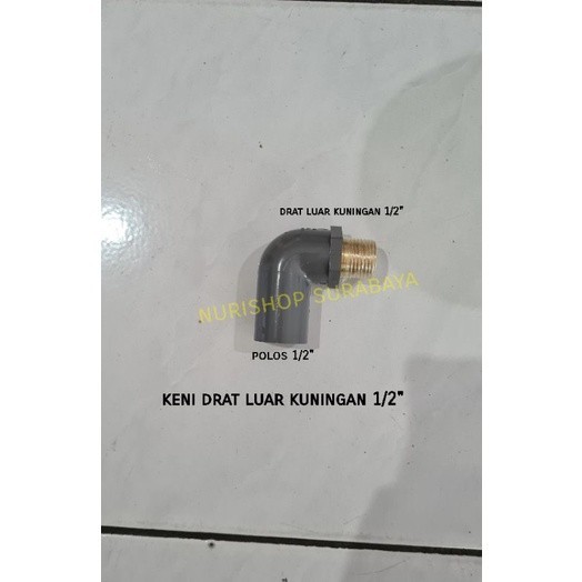 Jual keni drat luar kuningan 1/2" / knee / knie / keni drat luar ...