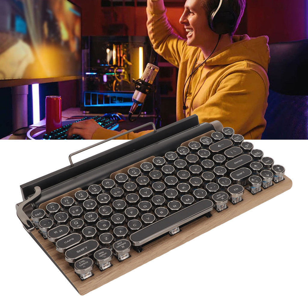 Jual Typewriter Keyboard 83 Keys Vintage Wireless Mechanical Keyboard ...