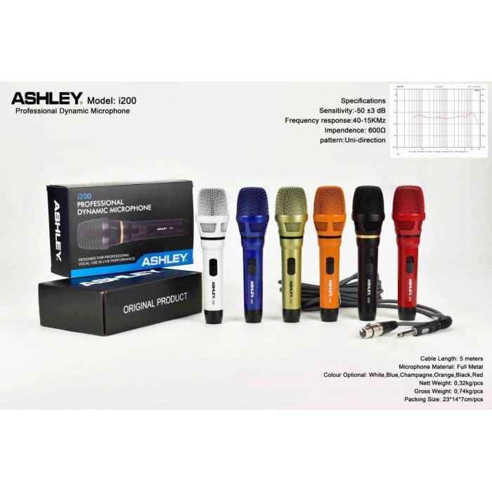 Jual MICROPHONE ASHLEY I200/i 200 MIC KABEL DYNAMIC ORIGINAL / mic ...