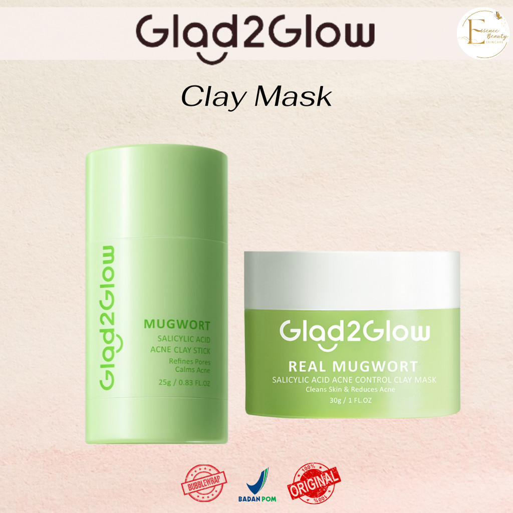 Jual Glad2Glow Masker Mugwort Clay Mask Stick Jar 25g 30g Masker Wajah Face Cleansing Green Mask ...