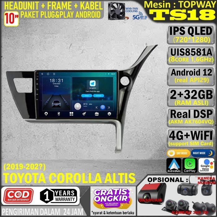Jual Paket Headunit Android 10 inch + Frame + Soket PNP Toyota Corolla ...