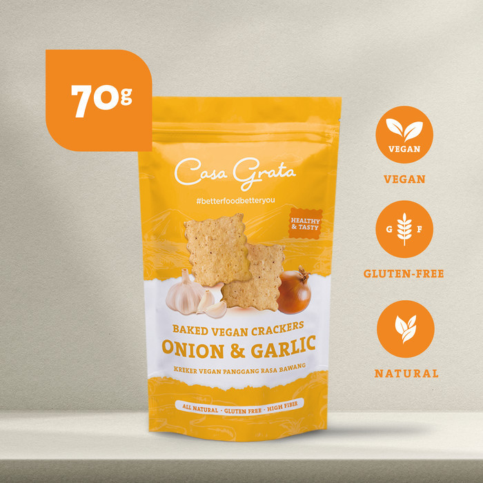 Jual Casa Grata Onion & Garlic Crackers - 70 gram - Snack Sehat No ...