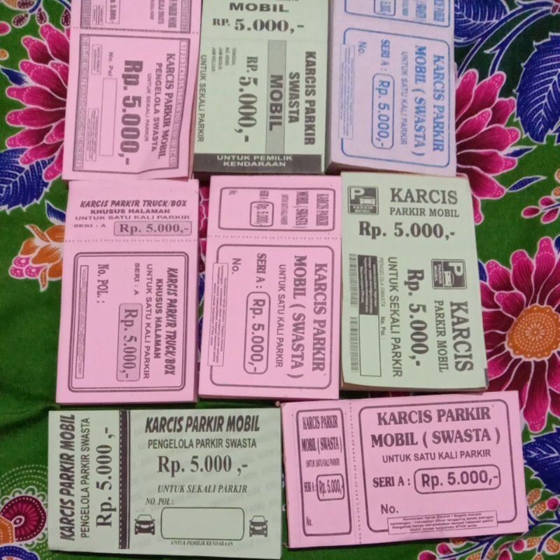 Jual Cetak Karcis parkir mobil 5k banyak variasi Murah | Shopee Indonesia
