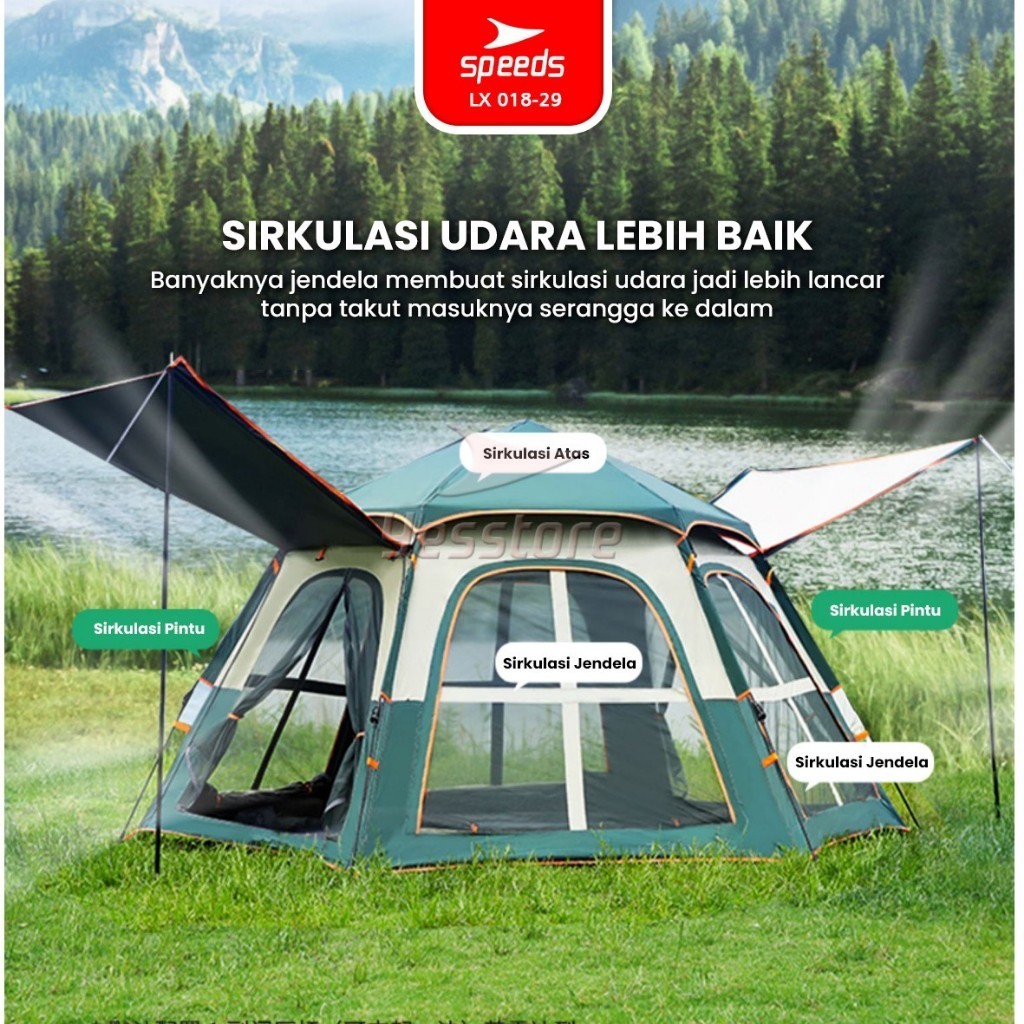 Jual SPEEDS Original Tenda Camping Besar Otomatis Portabel Muat 6-9 ...