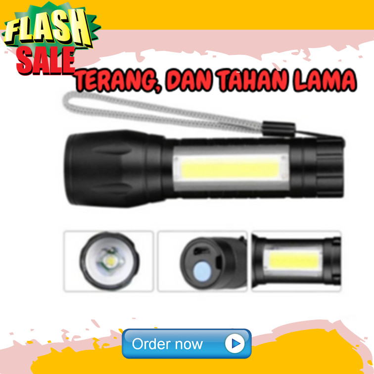 Jual lampu senter led emergency portable super terang jarak jauh bisa zoom senter mini mancing ...