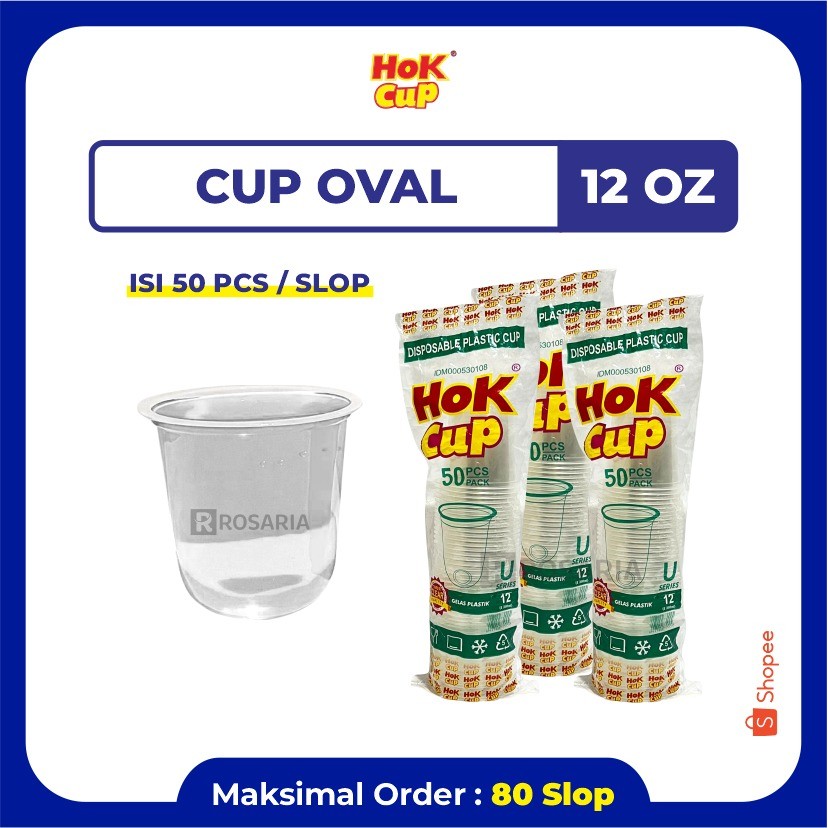 Jual CUP POLOS OVAL 12 OZ HOK 5 gr Plastik Bening Gelas Minuman ...