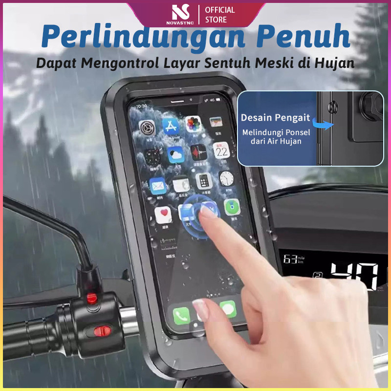 Jual Holder Hp Motor Waterproof Anti Air Kuat Kokoh Untuk Pemasangan Di Stang Motor / Tempat HP ...