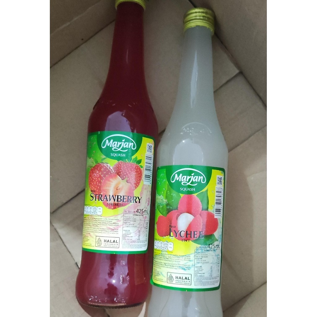 Jual Marjan Squash Leci & Strawberry 425 mL PCS | Shopee Indonesia
