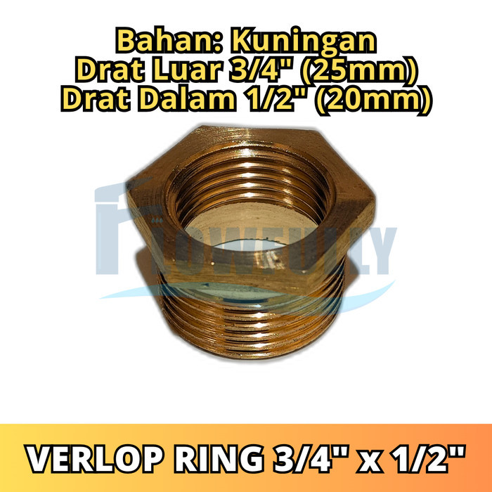 Jual VERLOP RING KUNINGAN 3/4 x 1/2 INCH VLOK RING DRAT LUAR DALAM ...