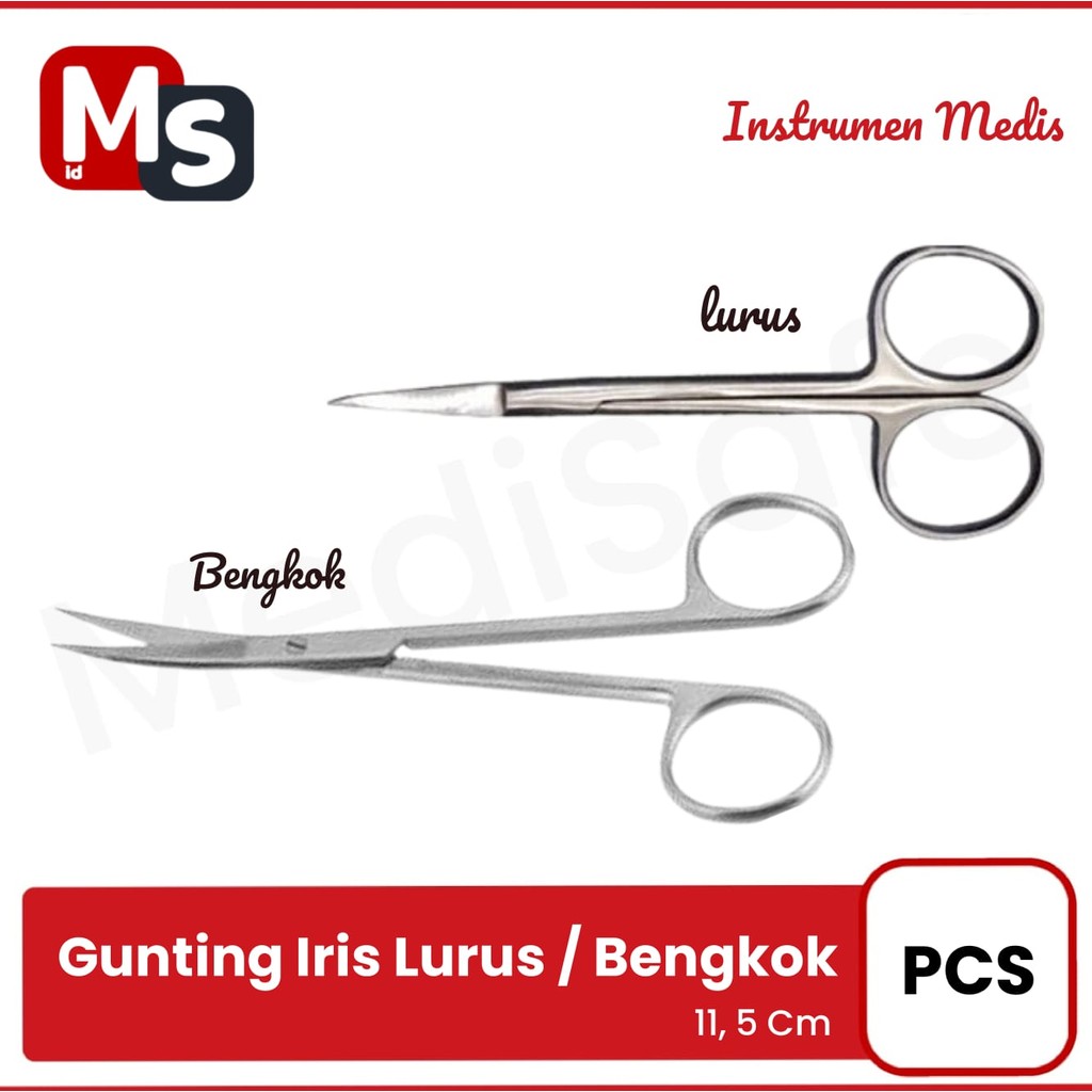 Jual Gunting Iris 11,5 Cm Lurus Bengkok Iris Scissors Curved / Straight ...