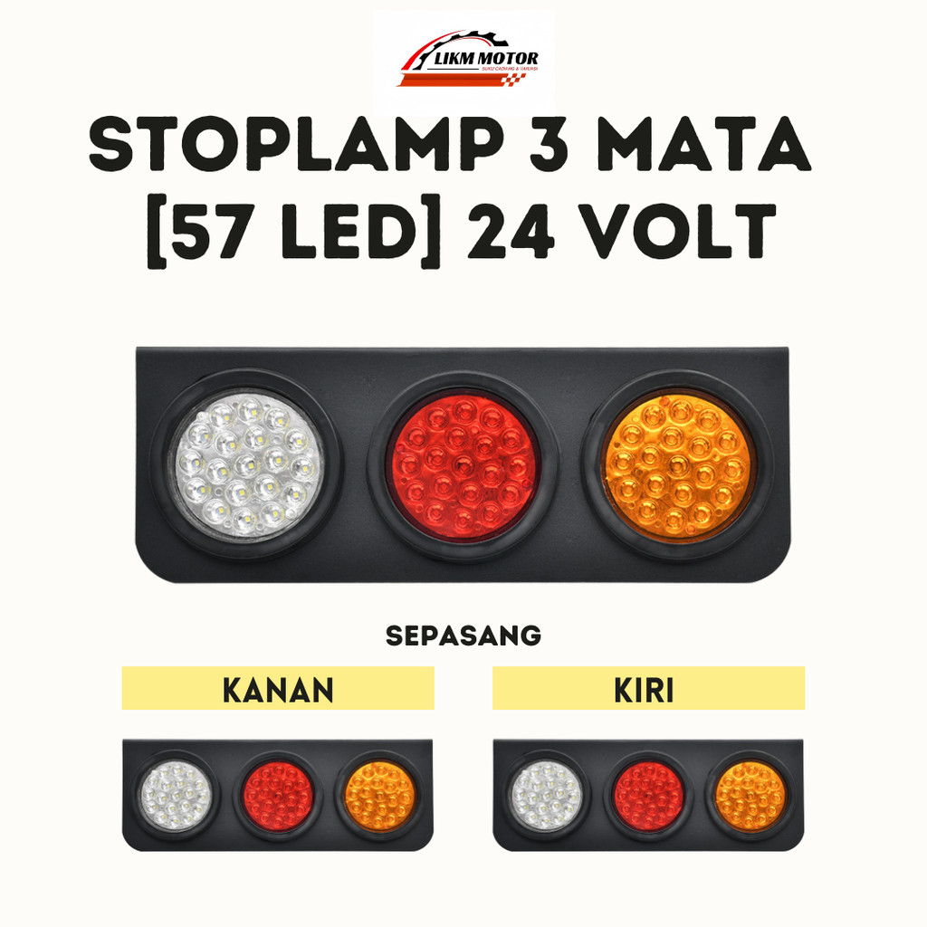 Jual Stoplamp Truk Variasi 24 Volt Model 3 Mata 57 LED 1 Set Lampu Stop ...
