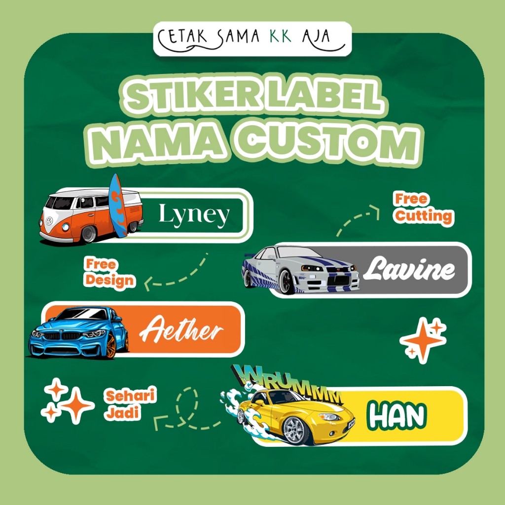 Jual [FREE DESIGN] STIKER LABEL NAMA CUSTOM BANYAK MODEL LABEL NAMA ...