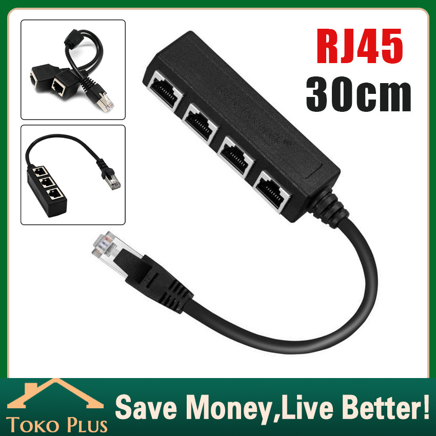 Jual Ethernet RJ45 Splitter 1 Male to 3 Female Port Lan Cable / Kabel ...
