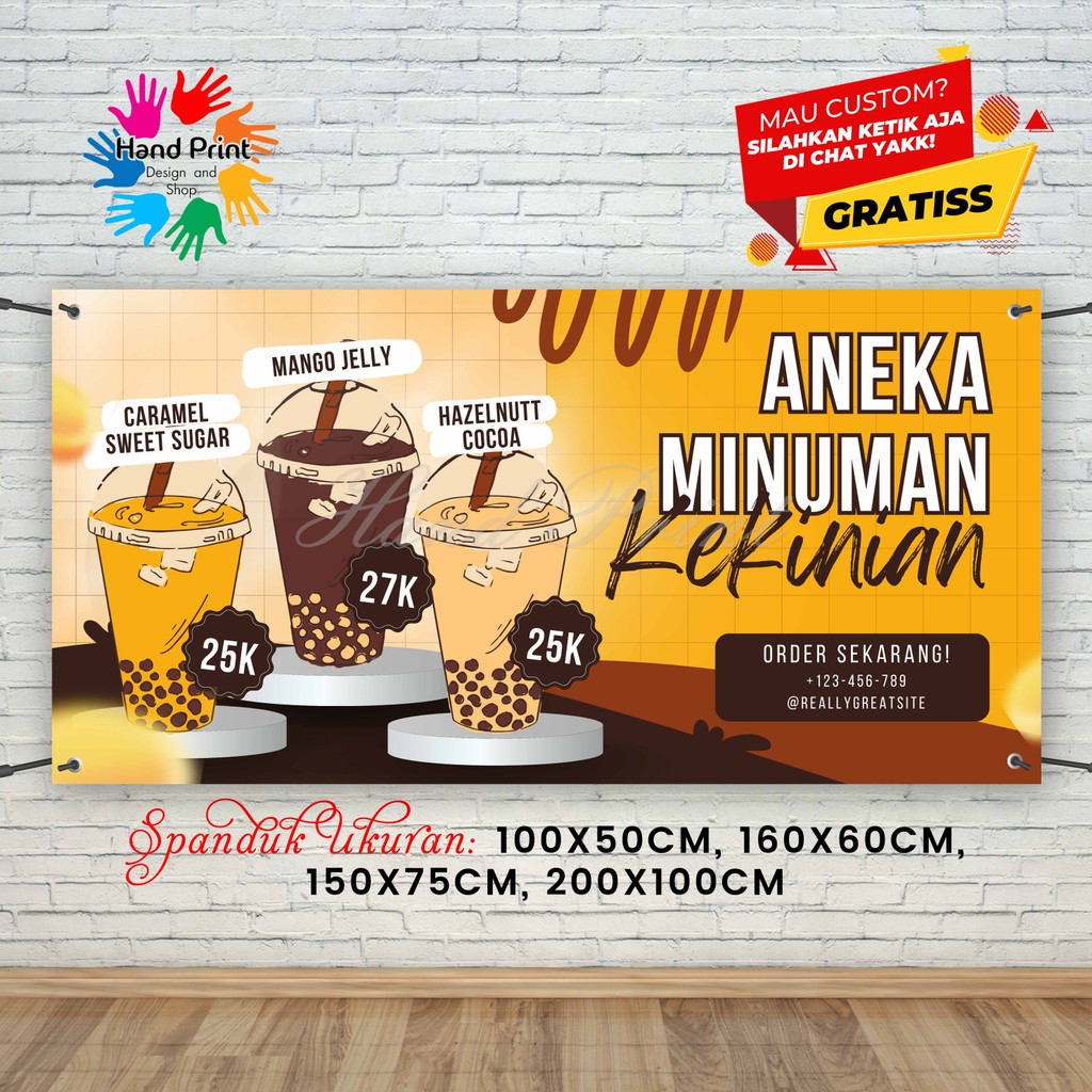 Jual Cetak Spanduk Banner Jualan Aneka Minuman Kekinian Minuman Segar ...