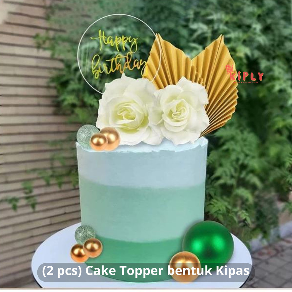 Jual (2 pcs) Cake Topper bentuk Kipas/Topper Hiasan Dekorasi Kue ...