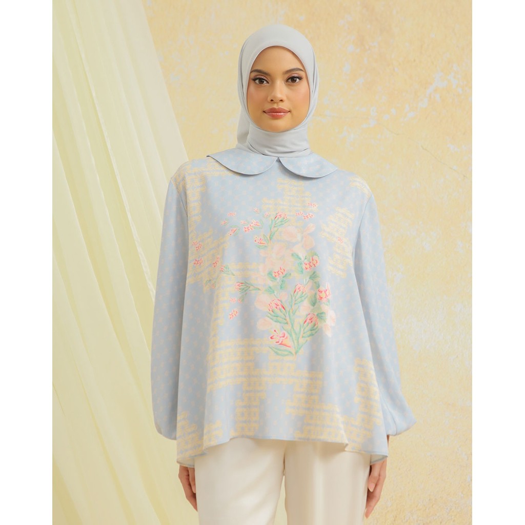 Jual Muda Official Nyra Blouse - Ash Blue | Shopee Indonesia