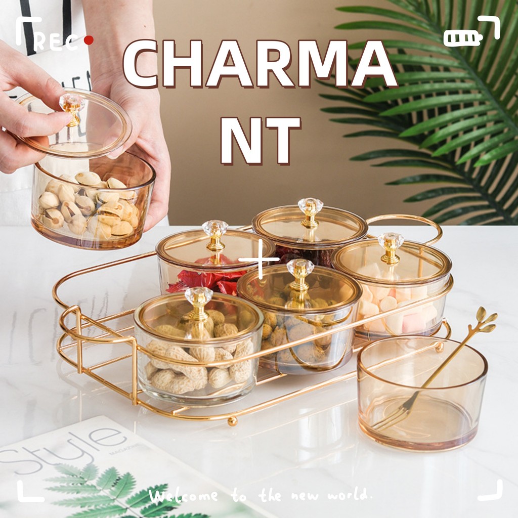 Jual [CHARMANT] 3/6PCS Acrylic Round Jar Snack Tray Baki Buah Kering ...