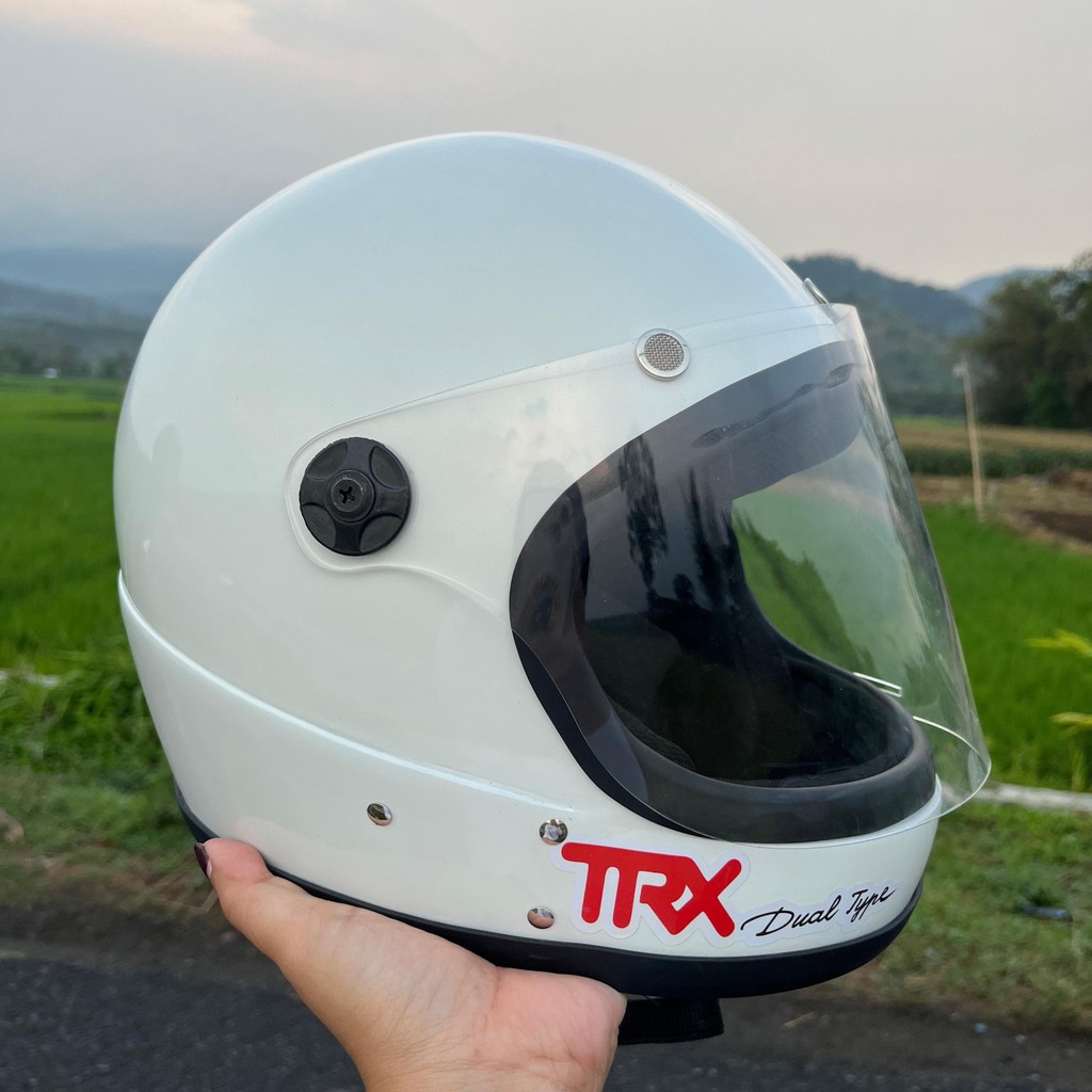 Jual Helm TRX Honda Retro Custom Full Face Menggunakan Visor | Shopee ...