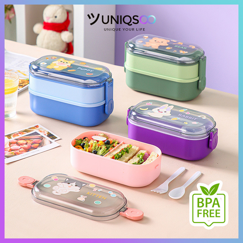 Jual UNIQSOO Lunch Box Kotak Bekal Anak Anti Tumpah 2 Tingkat 1400ml / 800ml BPA FREE Kotak ...