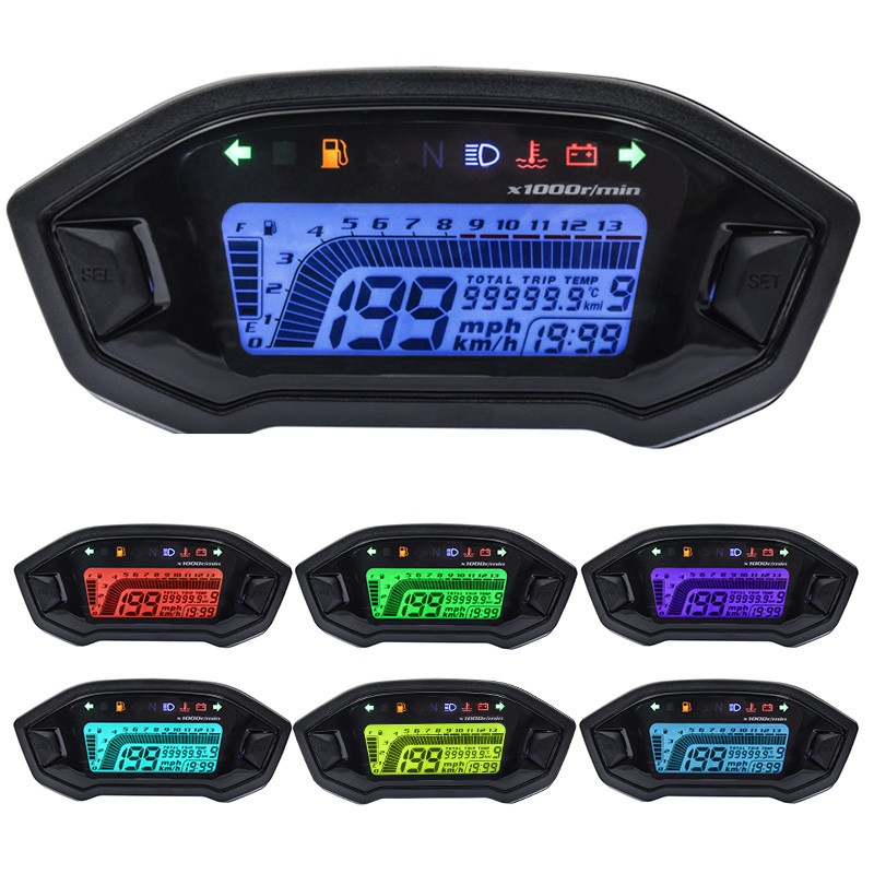 Jual 13000RPM Motorcycle Digital Tachometer Adjustable Dash Electronic ...