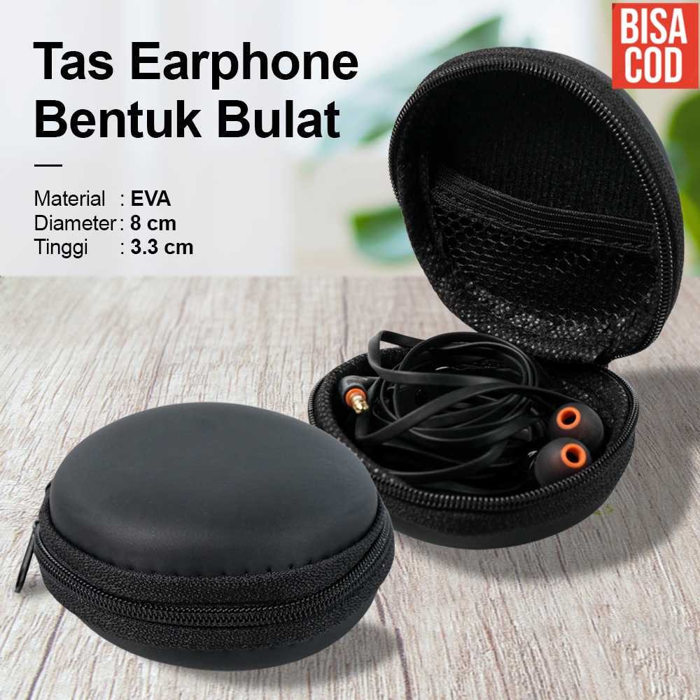 Jual ( Store27 bisa COD ) Tas Earphone Bulat Round Shape Case EVA ...