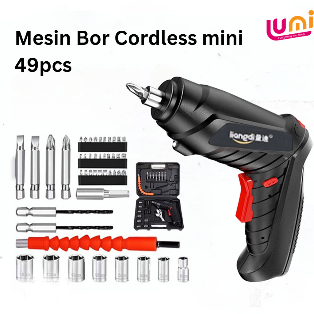 Jual Alat Bor Cordless Mini 1 set isi 49 pcs 4.2 V Mesin Bor BBaterai ...