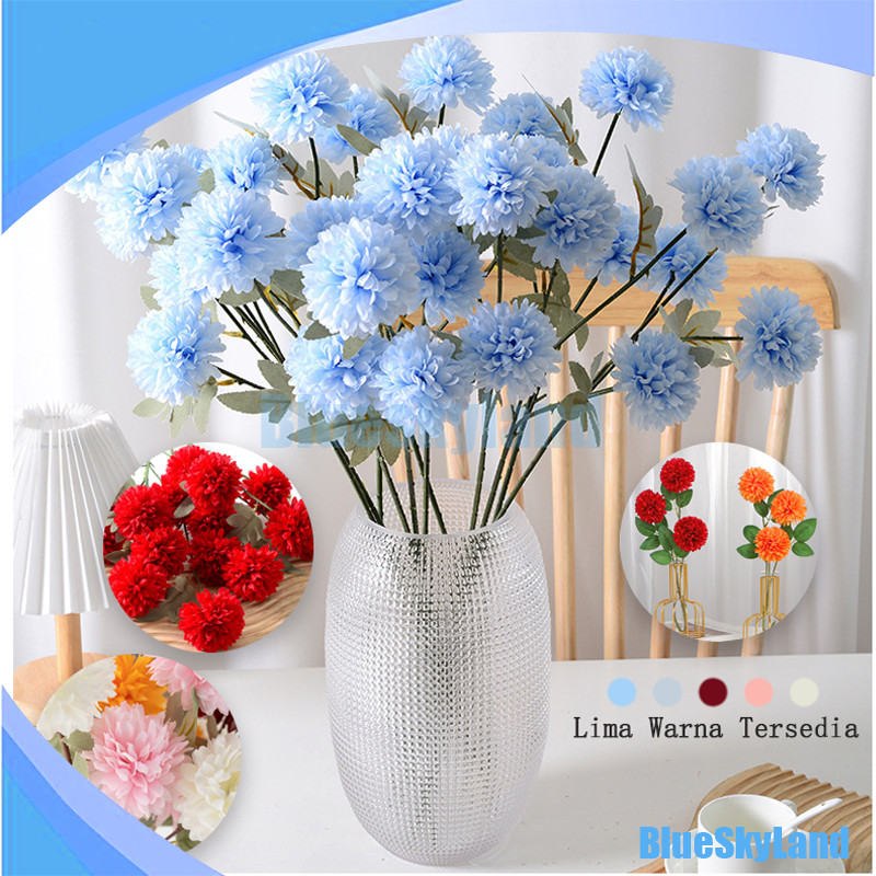 Jual Panjang Bunga Pompom Bulat Dandelion Isi 3 Kelopak Krisan Flower ...