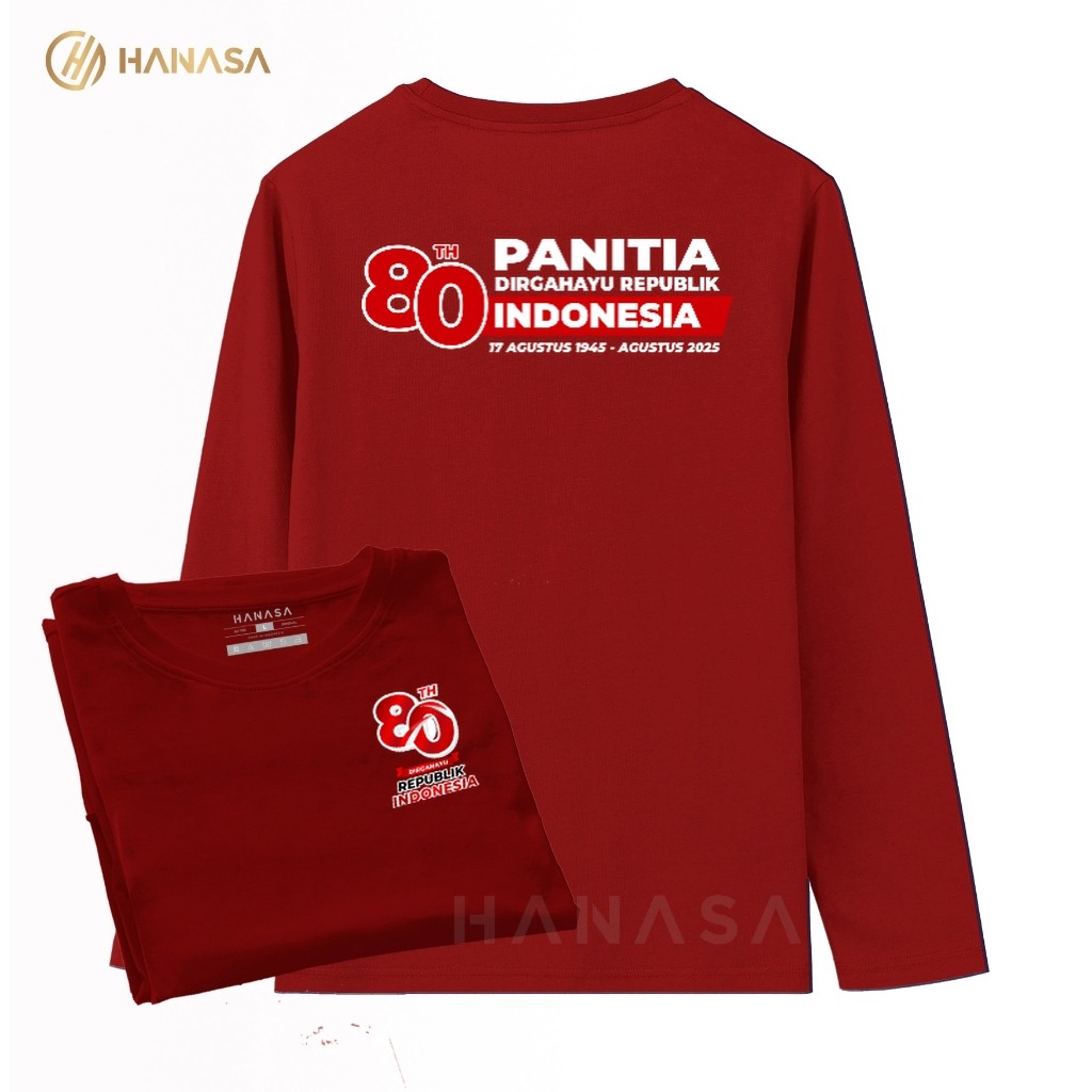 Jual Kaos Wanita Lengan Panjang | Kaos Pria DB PANITIA Hut RI Ke 80 | Unisex 100% Cotton Combed ...