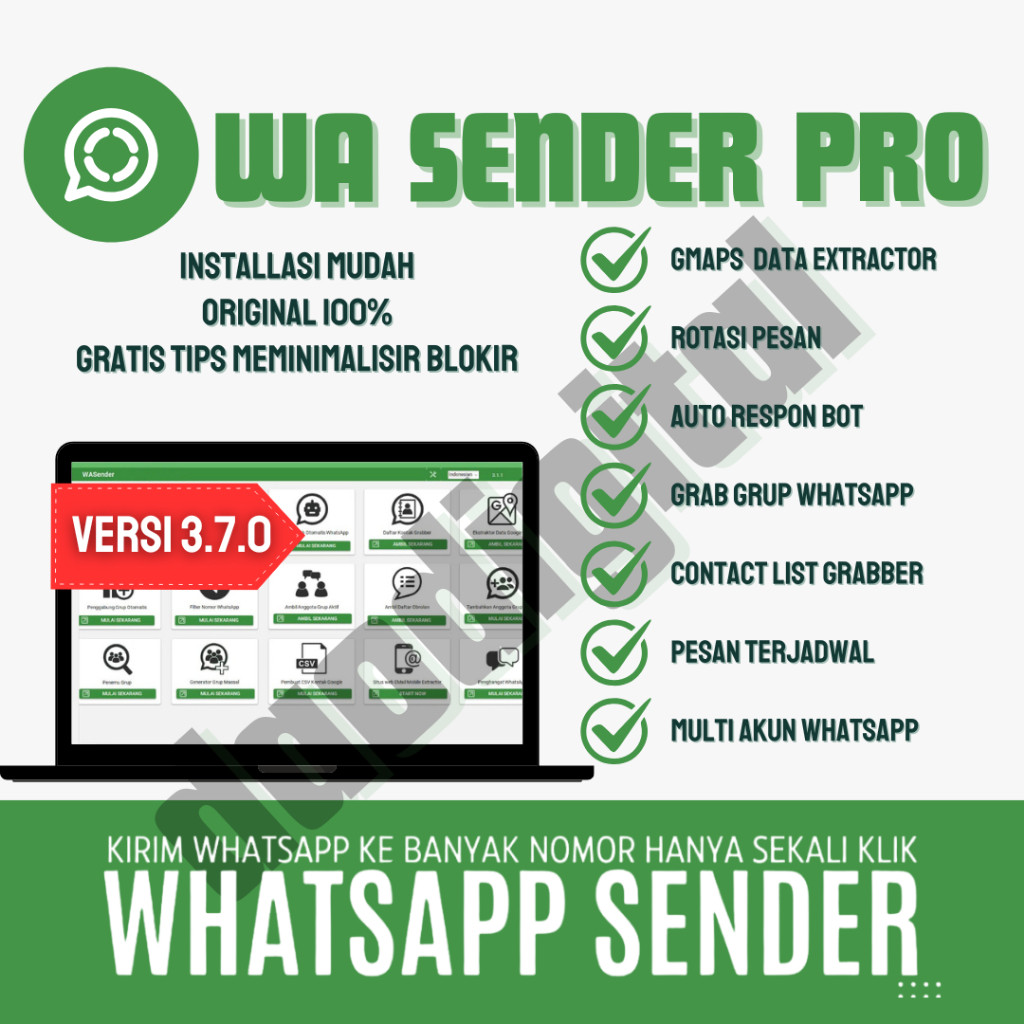 Jual WHATSAPP SENDER PRO VERSI 3.7.0 WA BULK SENDER WHATSAPP BLASTER TERBARU 2025 | Shopee Indonesia