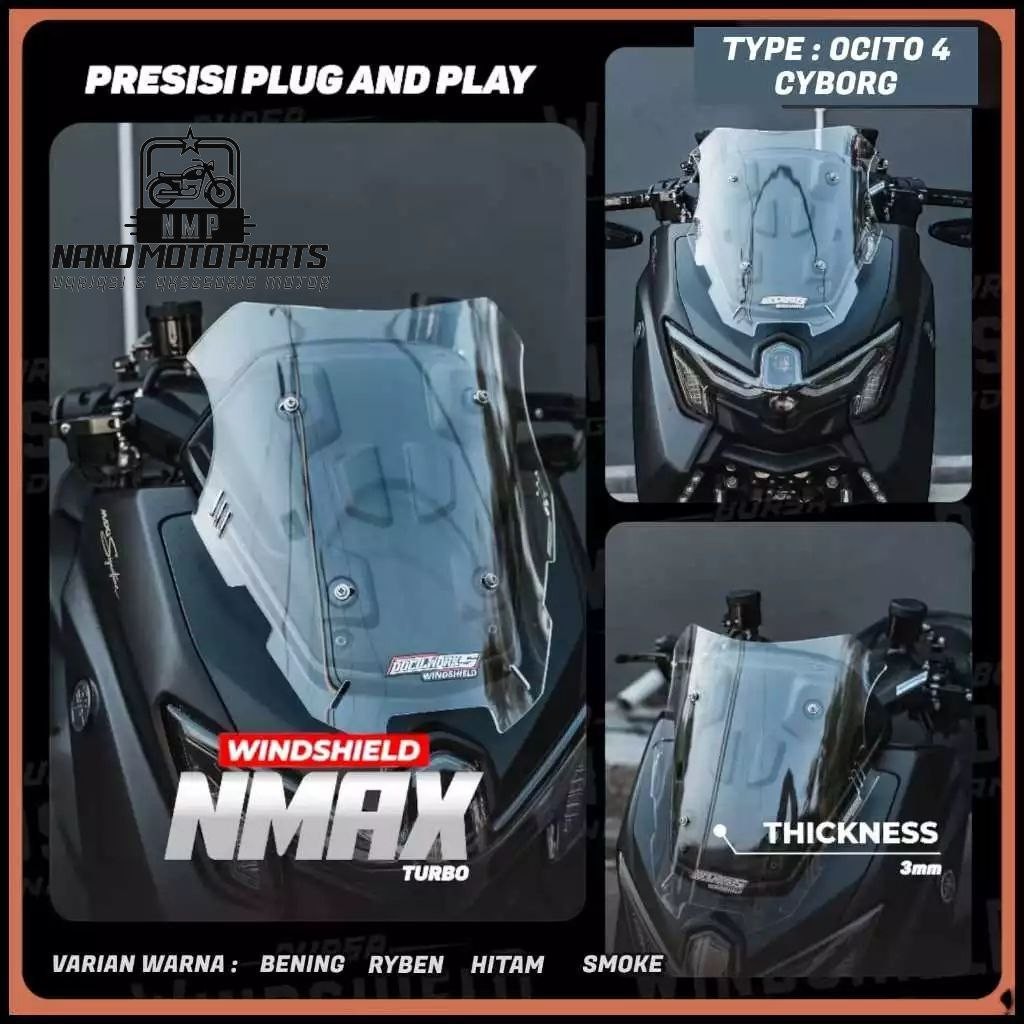 Jual VISOR NMAX TURBO NMAX NEO TECHMAX OCITO CYBORG STYLE WINDSHIELD ...
