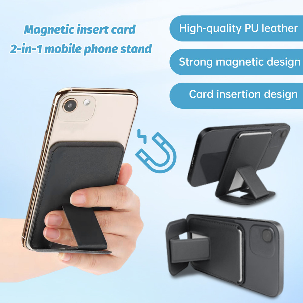 Jual Wallet Stand Magnetic Card Holder Wallet Leather / Leather Card ...