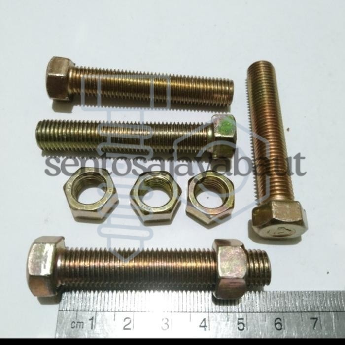 Jual BAUT + MUR KUNING BMK M10 X 55 MM ( KUNCI 14 ) | Shopee Indonesia