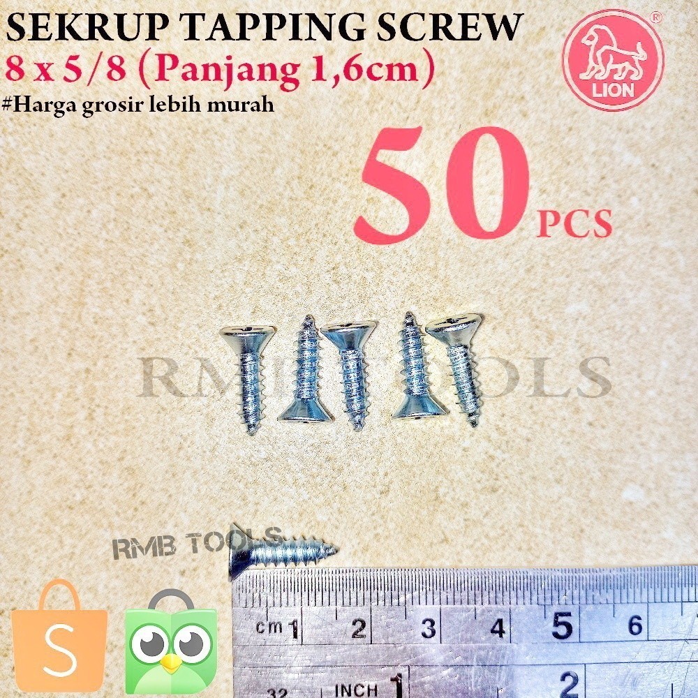 Jual 8x5/8 Sekrup Tapping FH Verseng Panjang 1.6cm 8 / Skrup Tapping FH ...