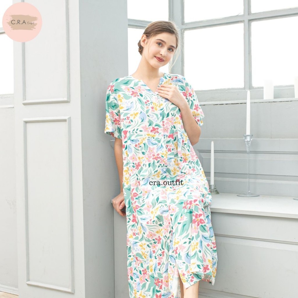 Jual CRA OUTFIT - Maxi Dress Jumbo Rayon Premium Kekinian Busui ...