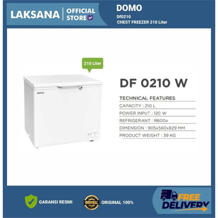 Jual DOMO DF0210 CHEST FREEZER 210 Liter DF 0210 / DF-0210 (Khusus ...