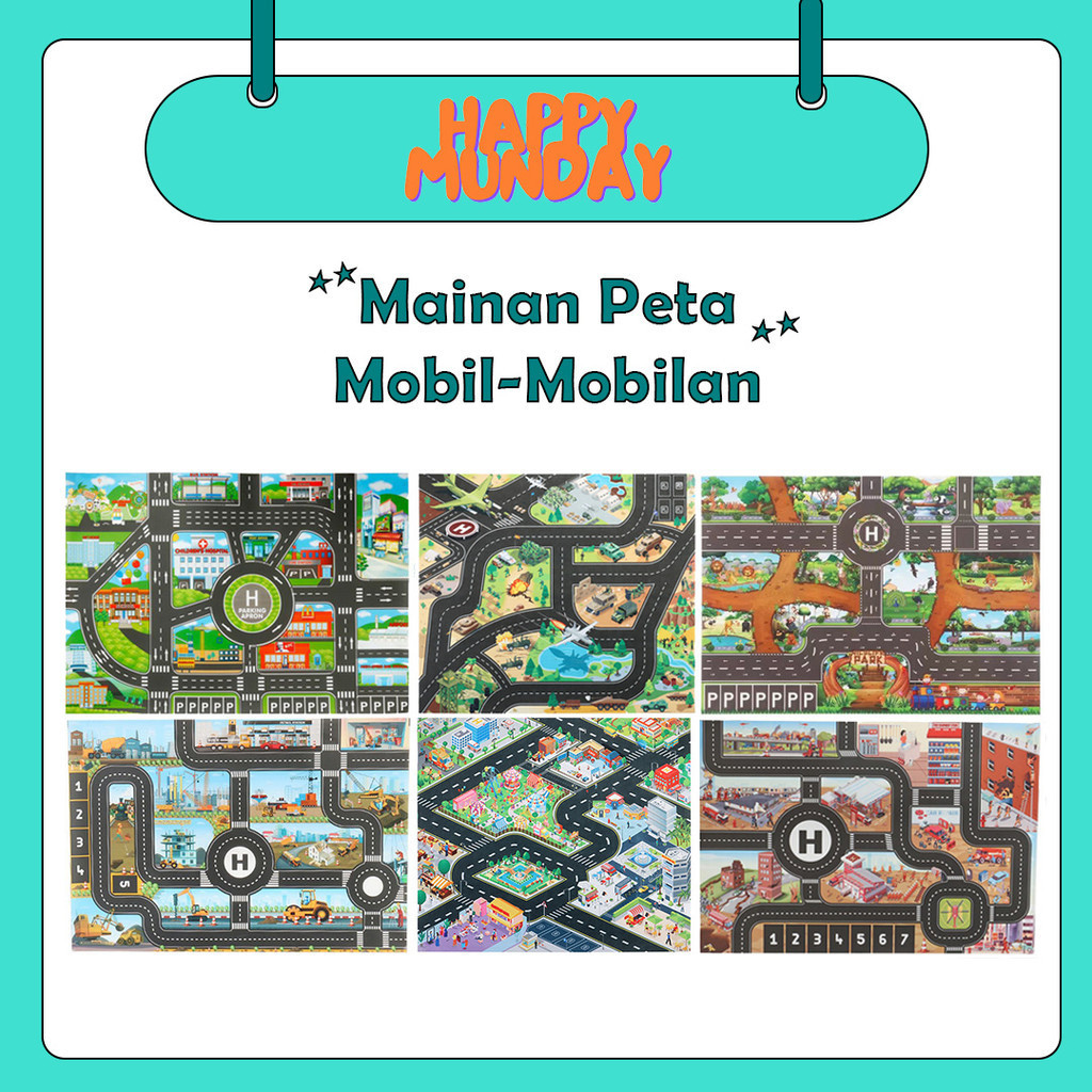 Jual HappyMunday Mainan Peta Untuk Mobil Mobilan / Road Map Alas Peta ...