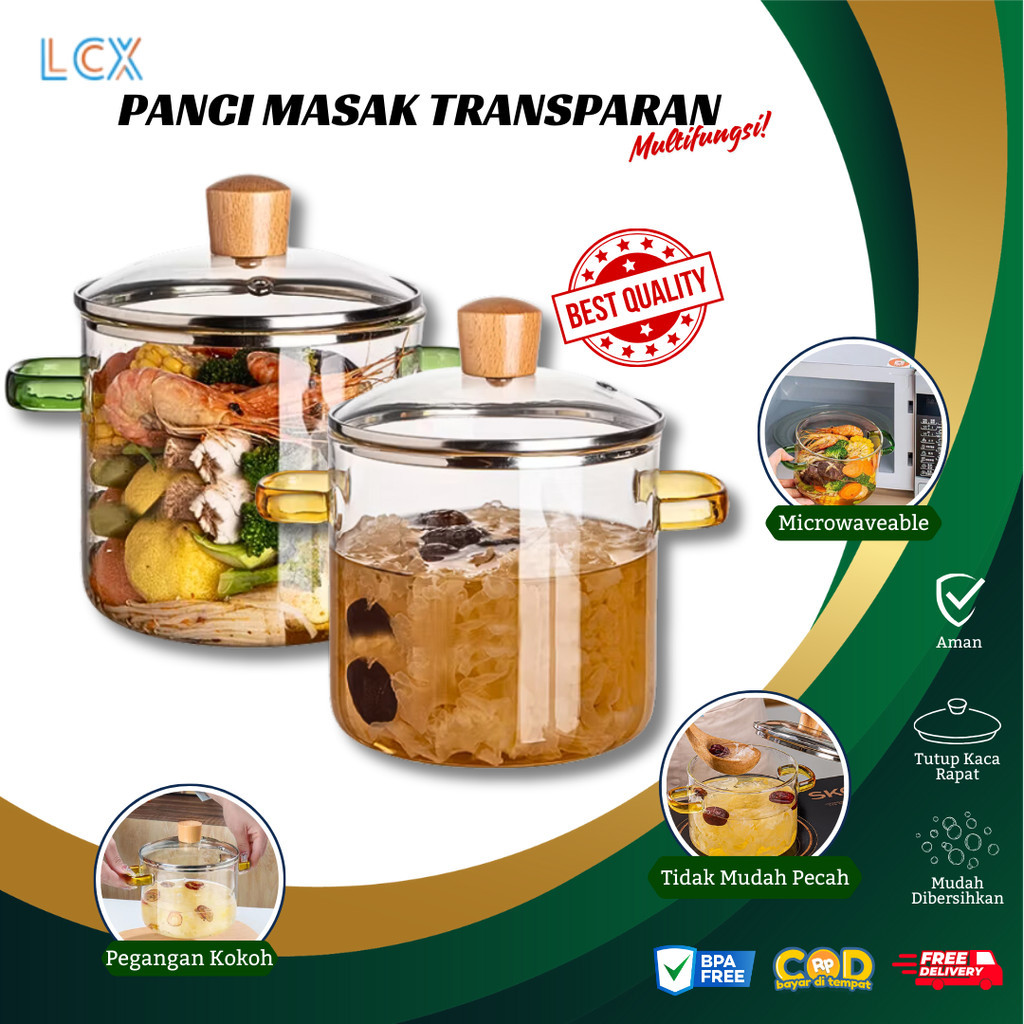 Jual LCX Pot Panci Masak Tahan Panas Desain Transparan / Panci Kaca ...