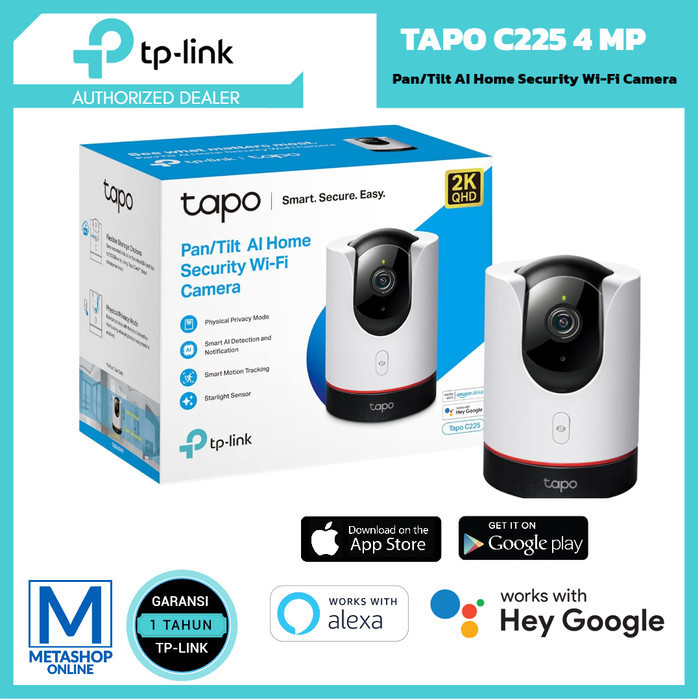 Jual TP-LINK TAPO C225 Smart IP AI Camera WiFi CCTV 4MP 2K QHD Indoor Pan Tilt 360 | Shopee ...