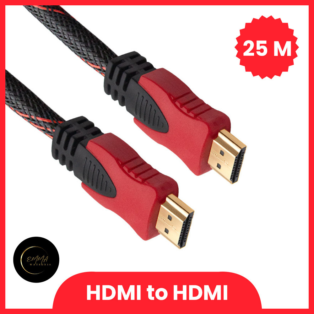 Jual EM Kabel Hdmi to Hdmi 25 meter cable hitam | Shopee Indonesia