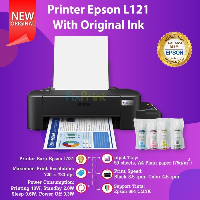 Jual Printer InkTank Epson L121 Print Only Ink Tank HP 115 Single ...