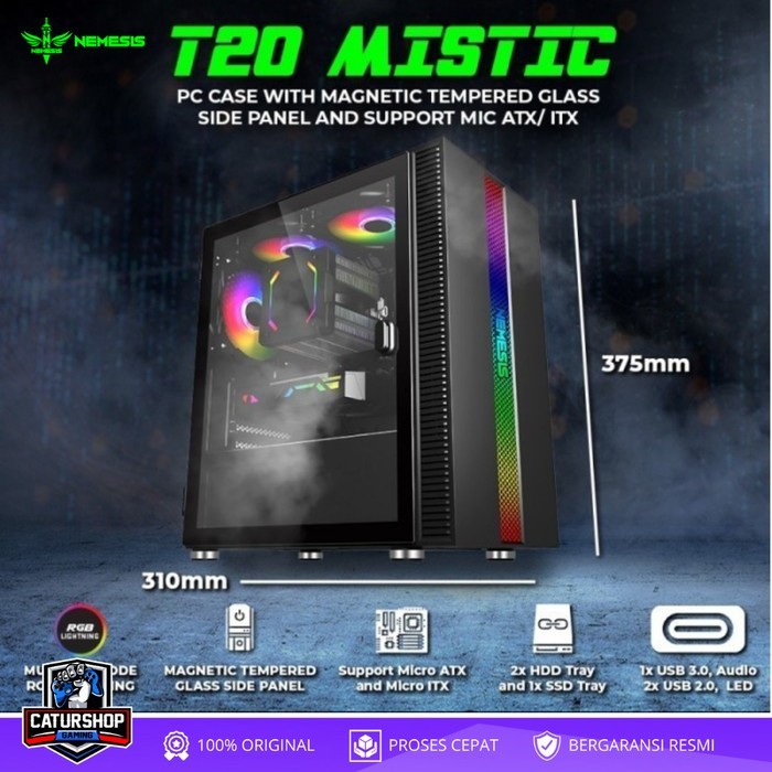 Jual Casing Gaming NYK Nemesis T20 Micro RGB Mistic T20 ATX Case PC ...