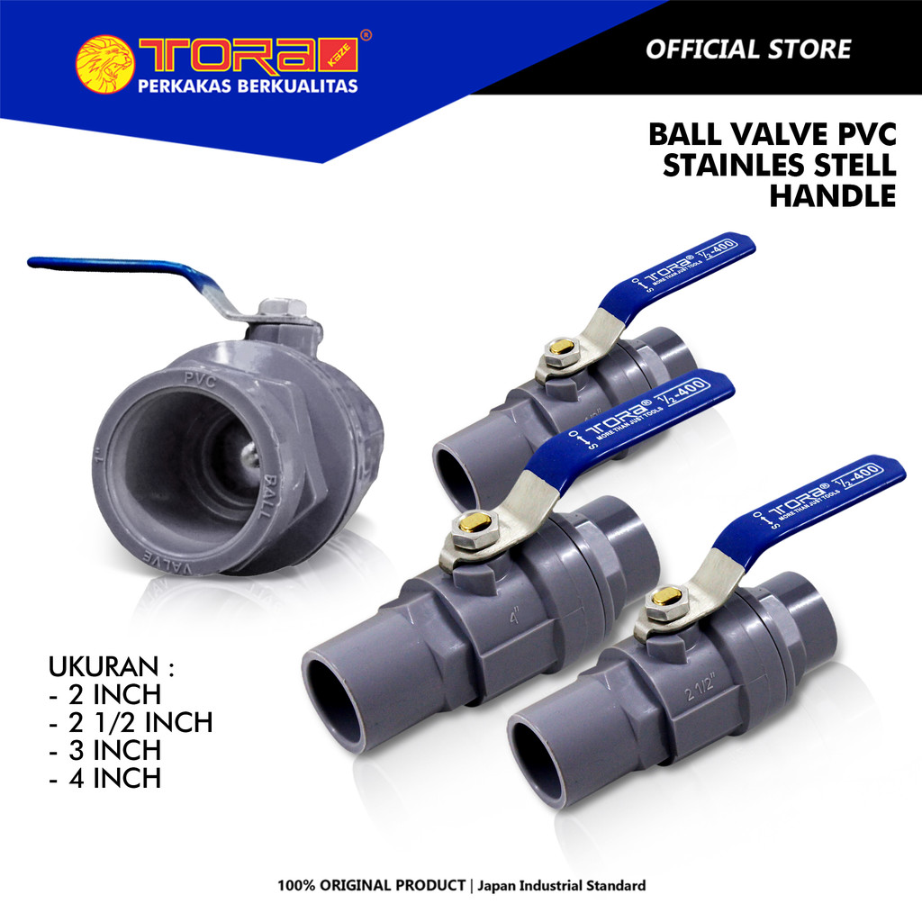 Jual TORA Ball Valve PVC 2 - 4 Inch Gagang Stainless - Stop Kran PVC Satuan Terlengkap | Shopee ...