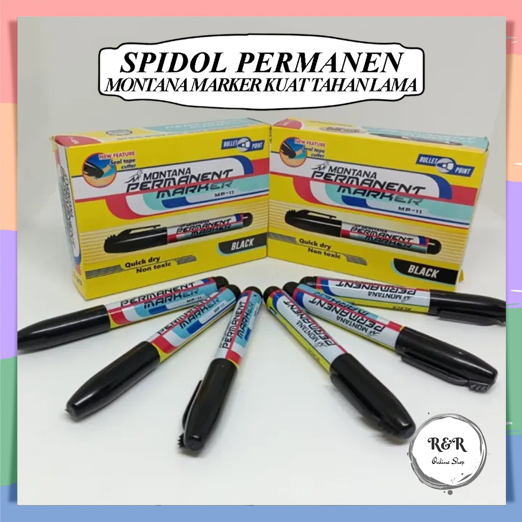 Jual Spidol Montana Hitam Permanent Spidol Papan Tulis Round Tip Marker ...