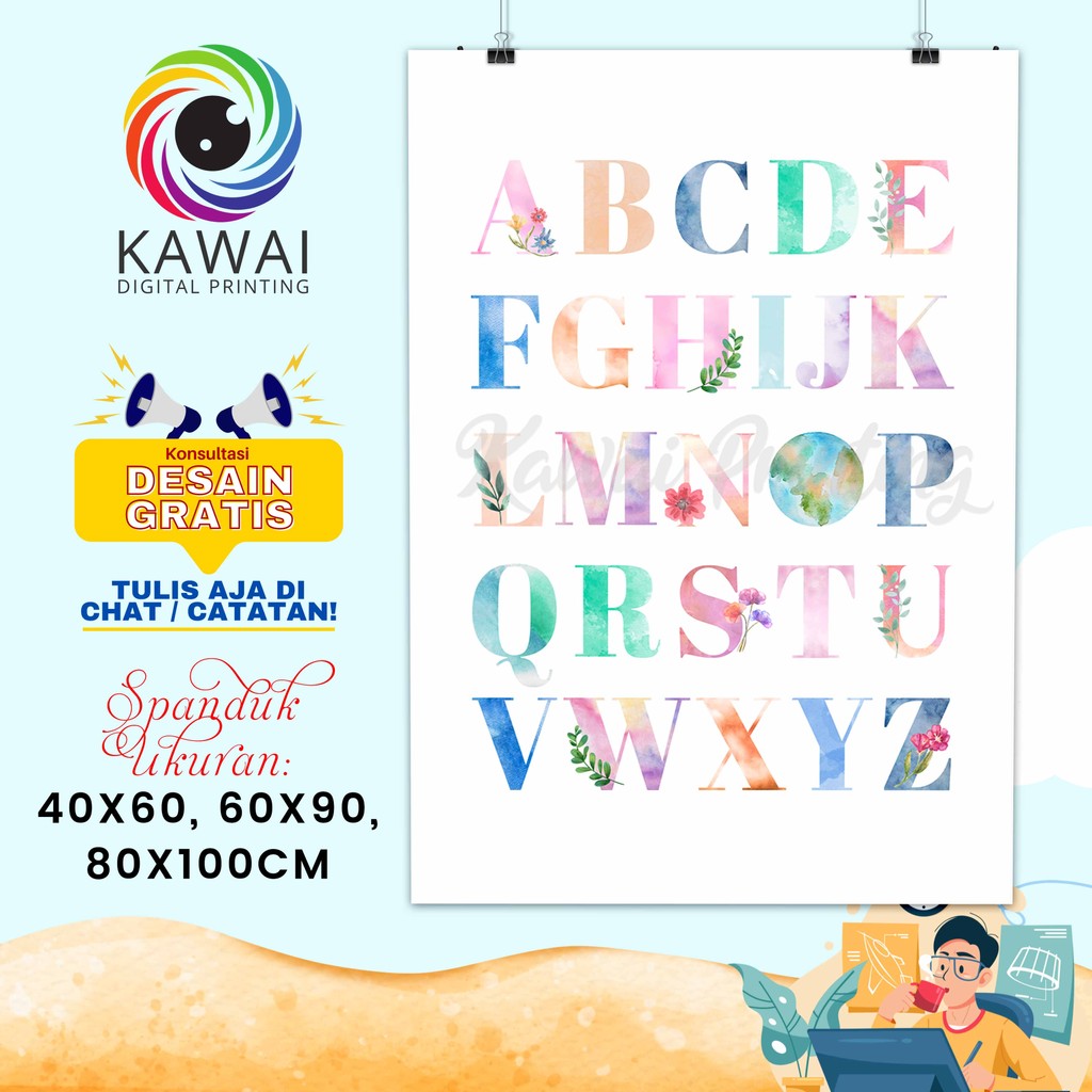 Jual SPANDUK / BANNER Huruf Abjad Warna Warni Dan Putih Free Desain ...