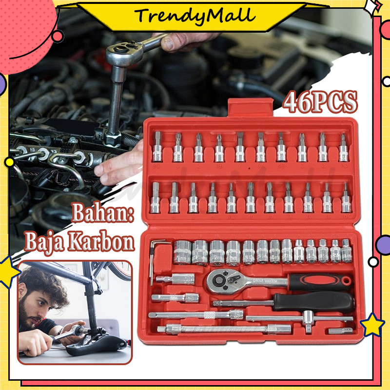 Jual kunci sok shock set motor socket 46 pcs/Kunci Sok Set 46 Pcs Kombinasi/46 PC Set Socket (1/ ...