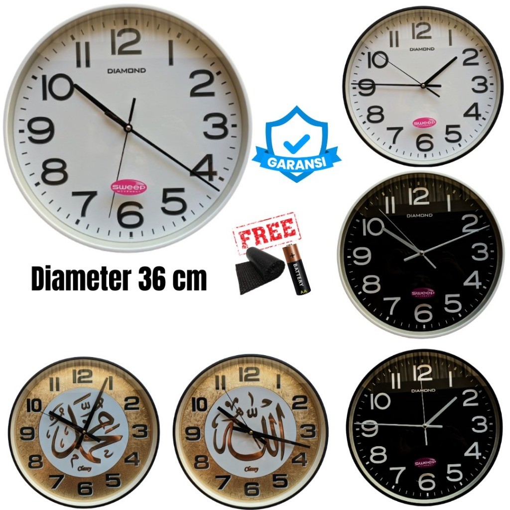 Jual Jam Dinding Diamond 3602 Diameter Jumbo 36cm Mesin Sweep Silent ...